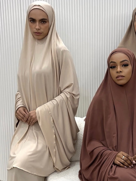 LARGE SIGNATURE JILBAB- BEIGE – Veil of Faith